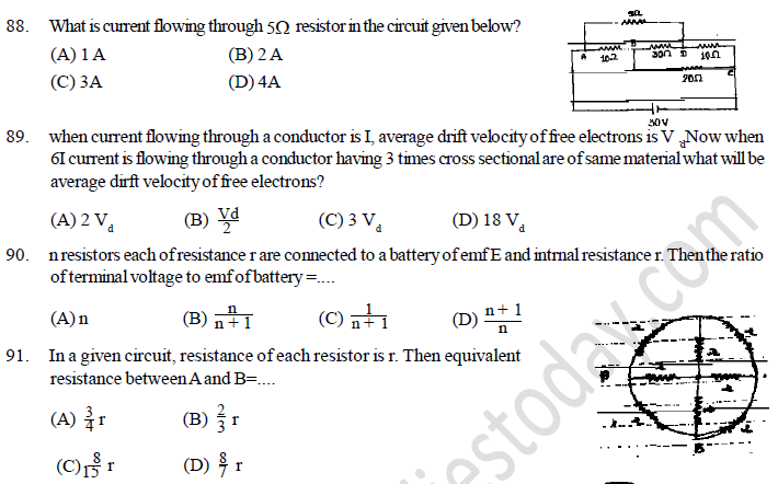 NEET UG Physics Current Electricity MCQs, Multiple Choice Questions